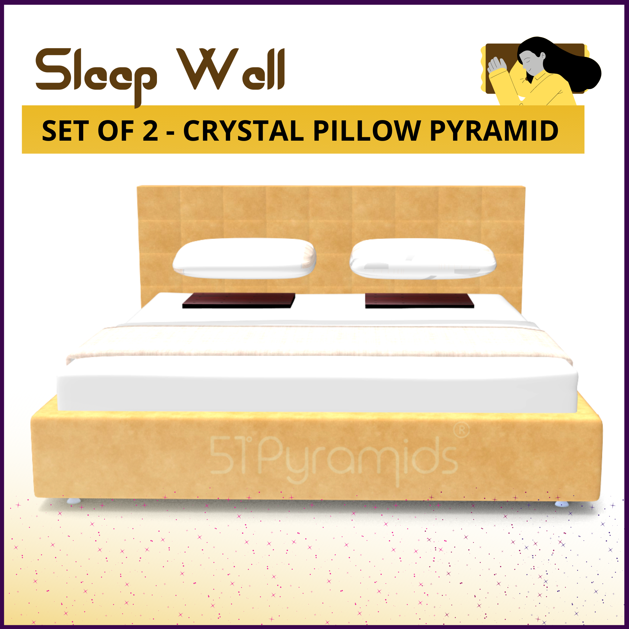 Set of 2 - Sleep Well Pillow Pyramid for Relaxed Fearless Sleep and Ni ...