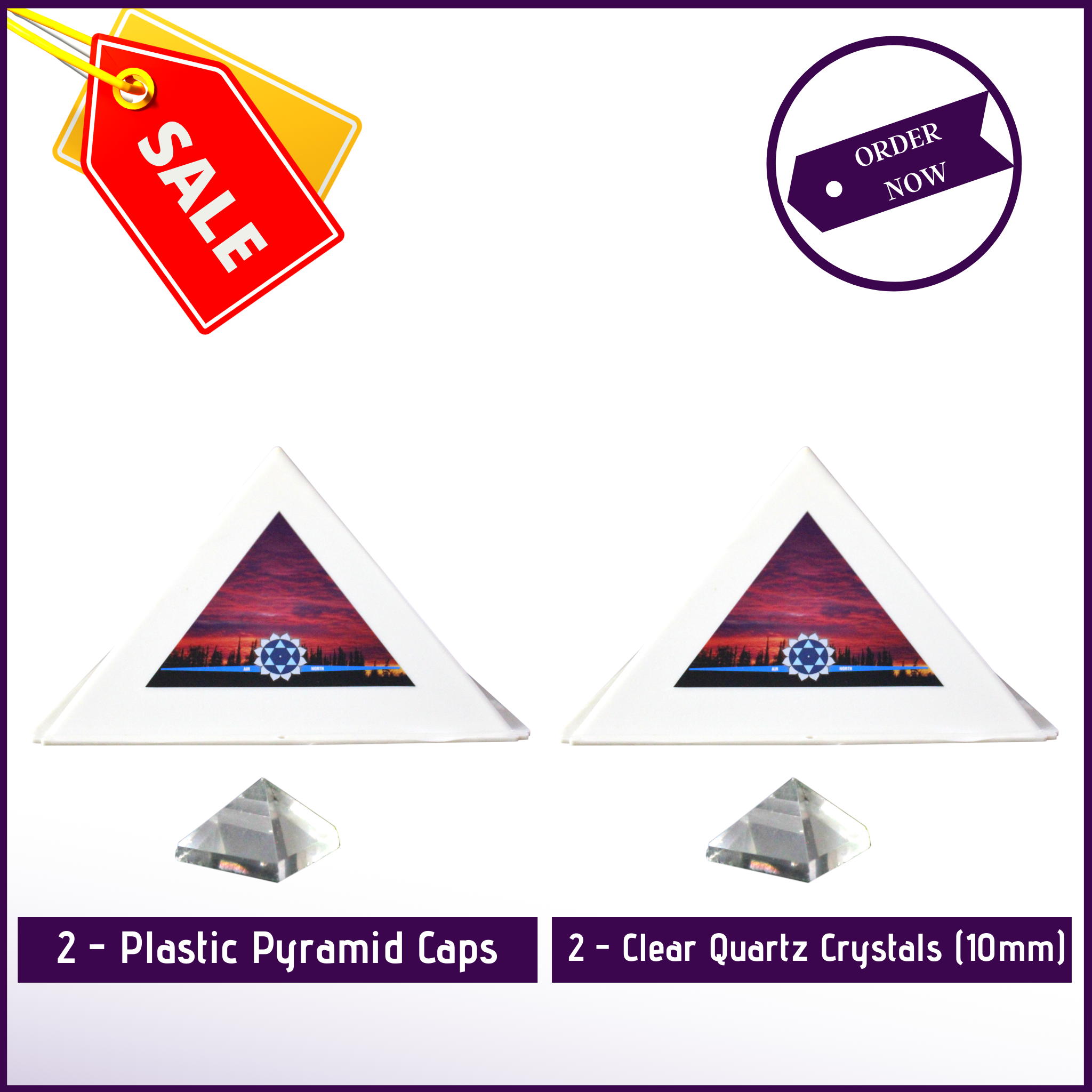 MeditationBasics (Kit A) - 2 Pyramid Meditation Head Caps + 2 Clear Qu ...